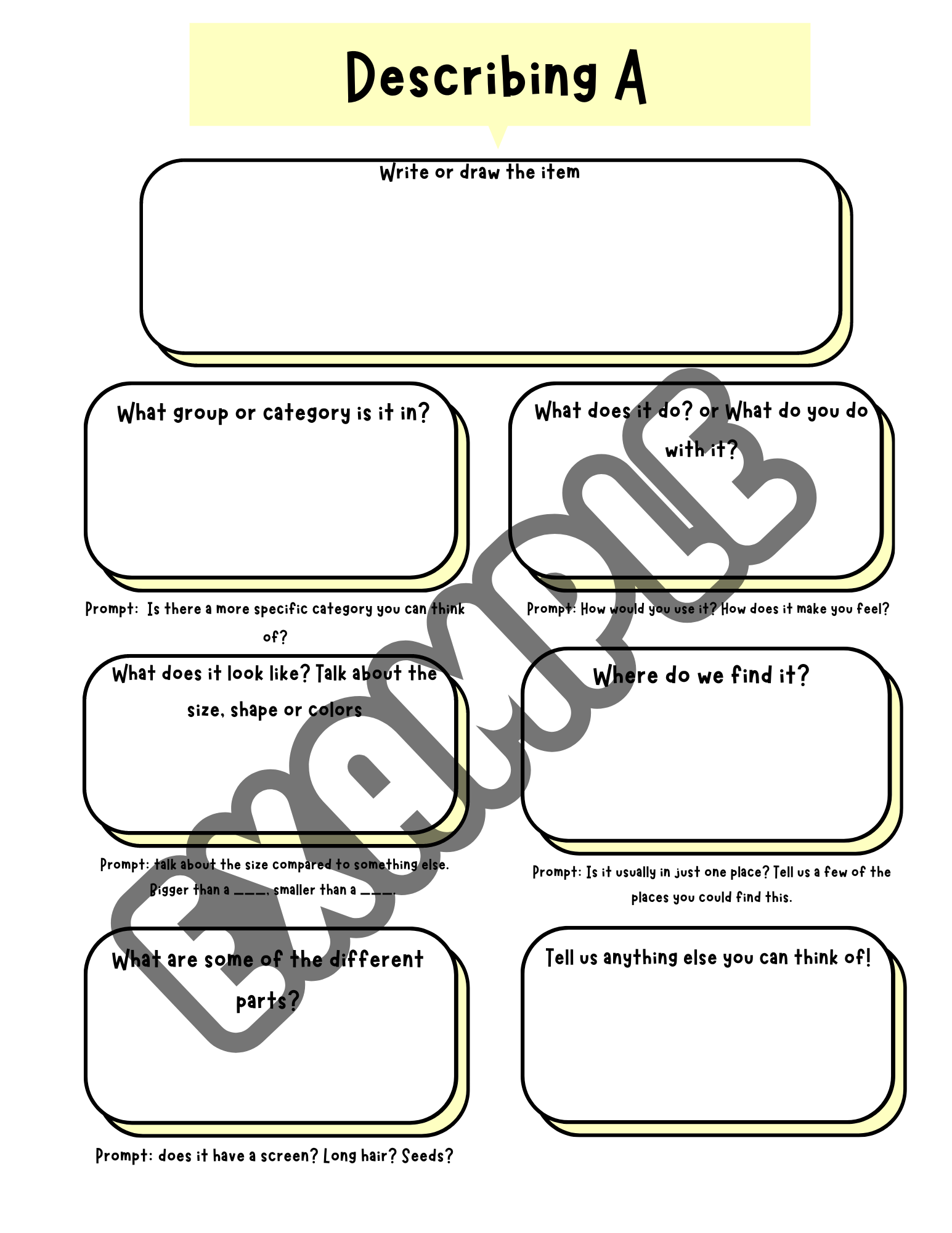 Describing and Comparing - FREE DOWNLOAD – Yellow Finch Learning